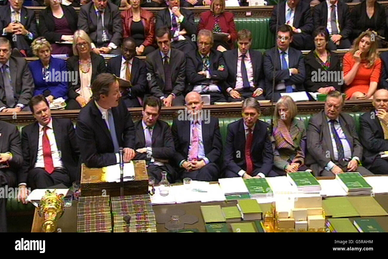 Prime Minister David Cameron speaks during Prime Minister's Questions ...