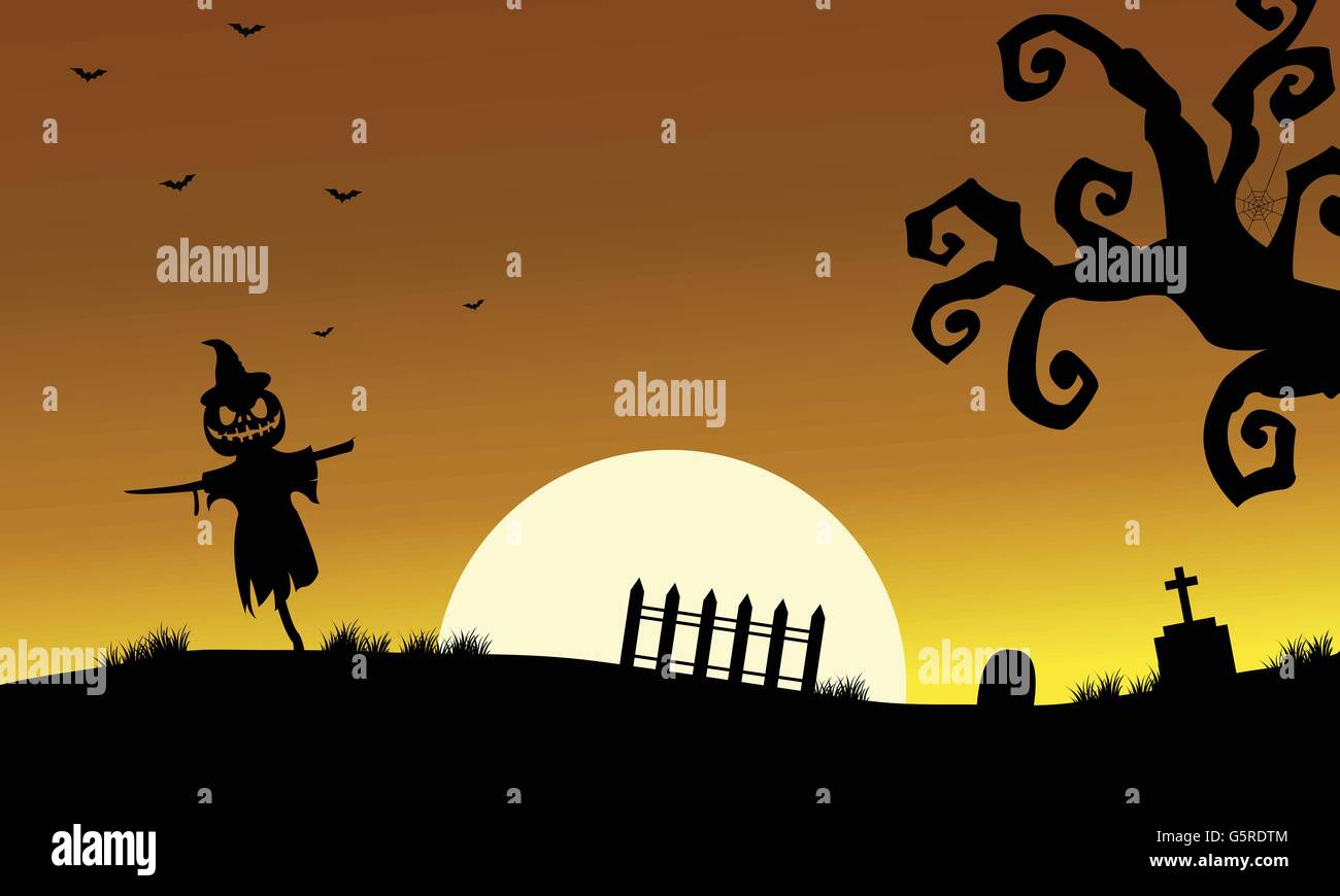 Halloweenn scarecrow silhouette Stock Vector Image & Art - Alamy
