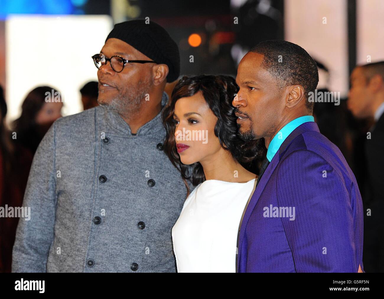 (left to right) Samuel L. Jackson, Kerry Washington and Jamie Foxx ...