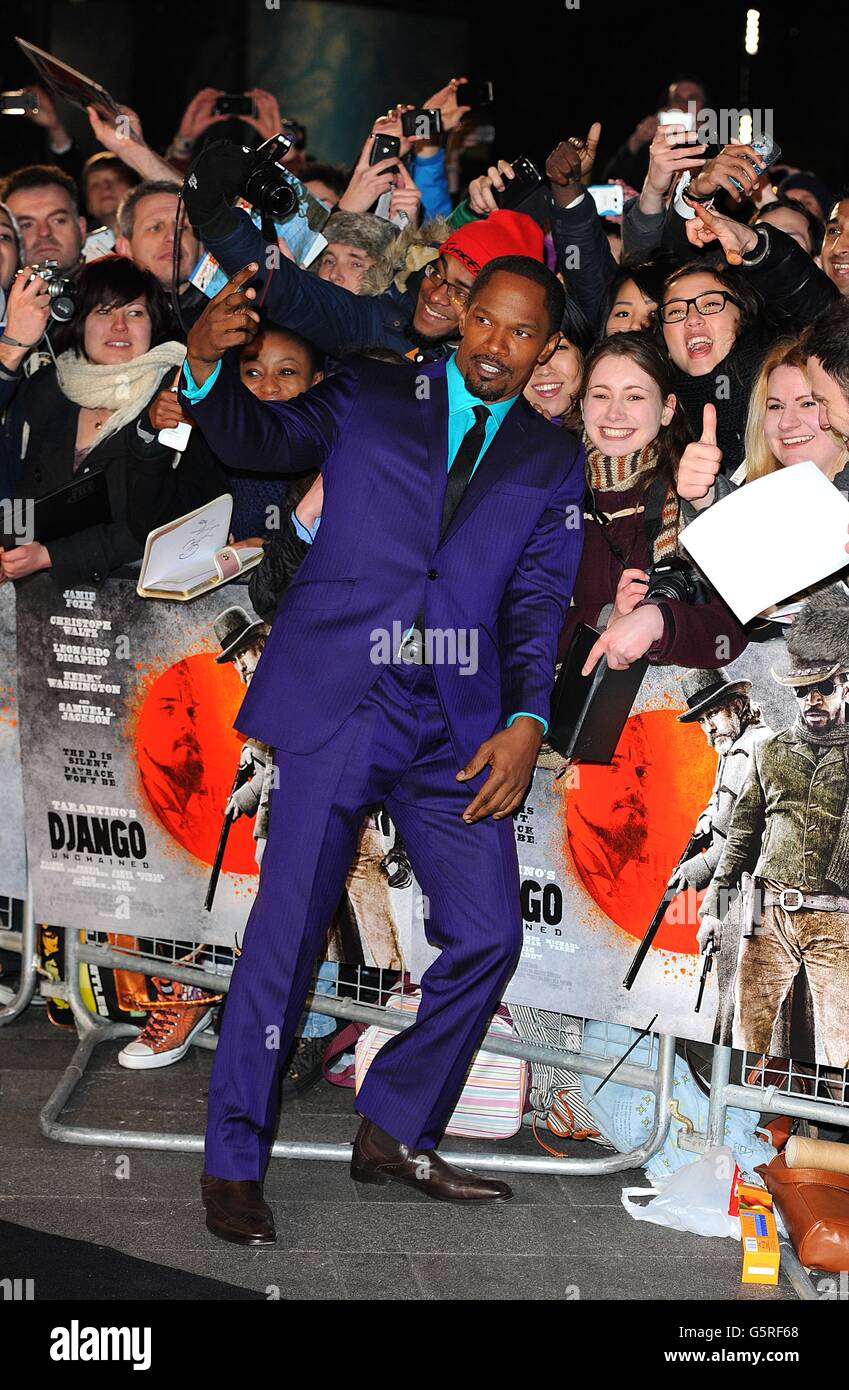 Jamie Foxx poses for photographs with fans whilst arriving for the ...
