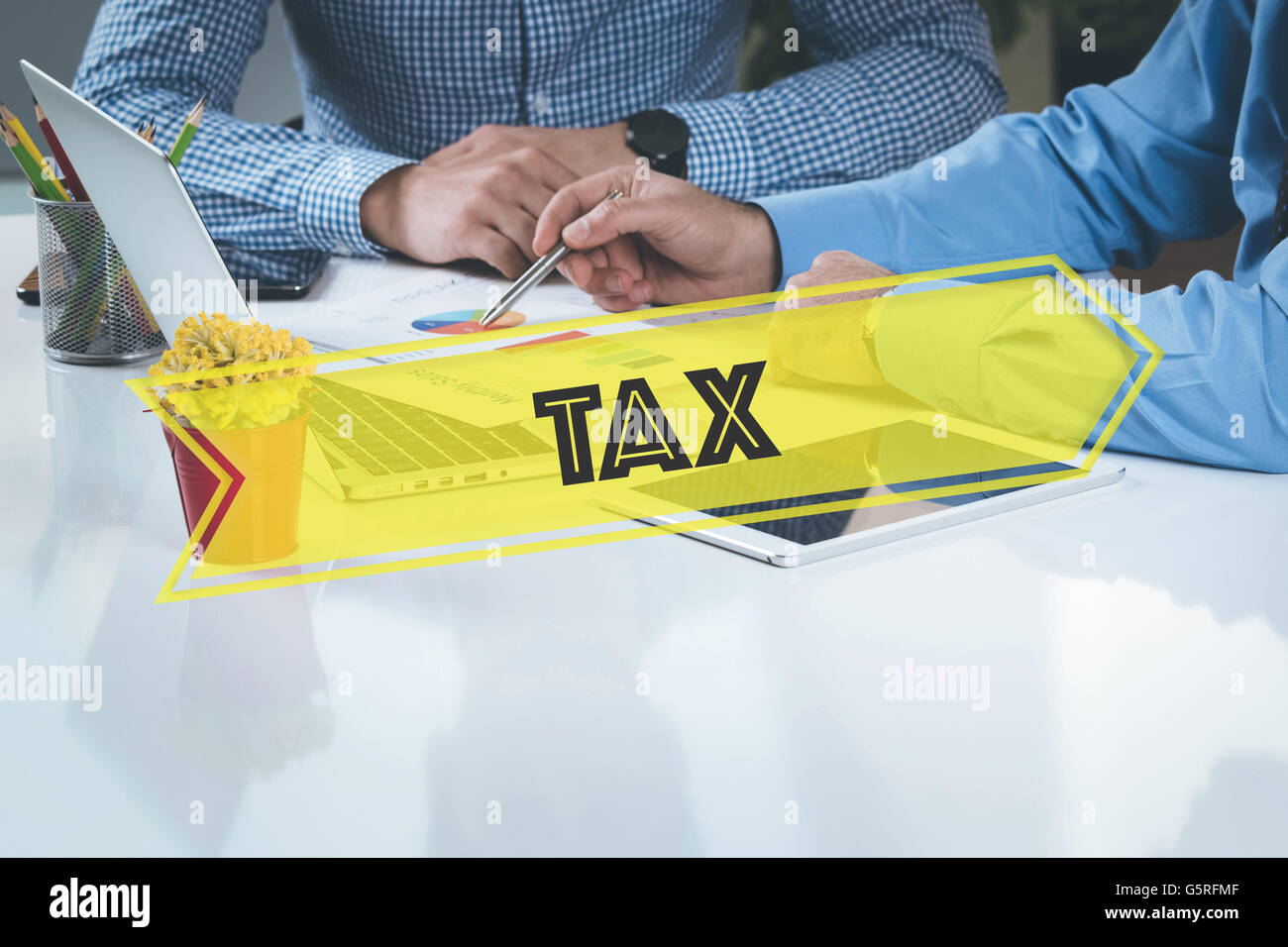 BUSINESS WORKING OFFICE Tax TEAMWORK BRAINSTORMING CONCEPT Stock Photo ...