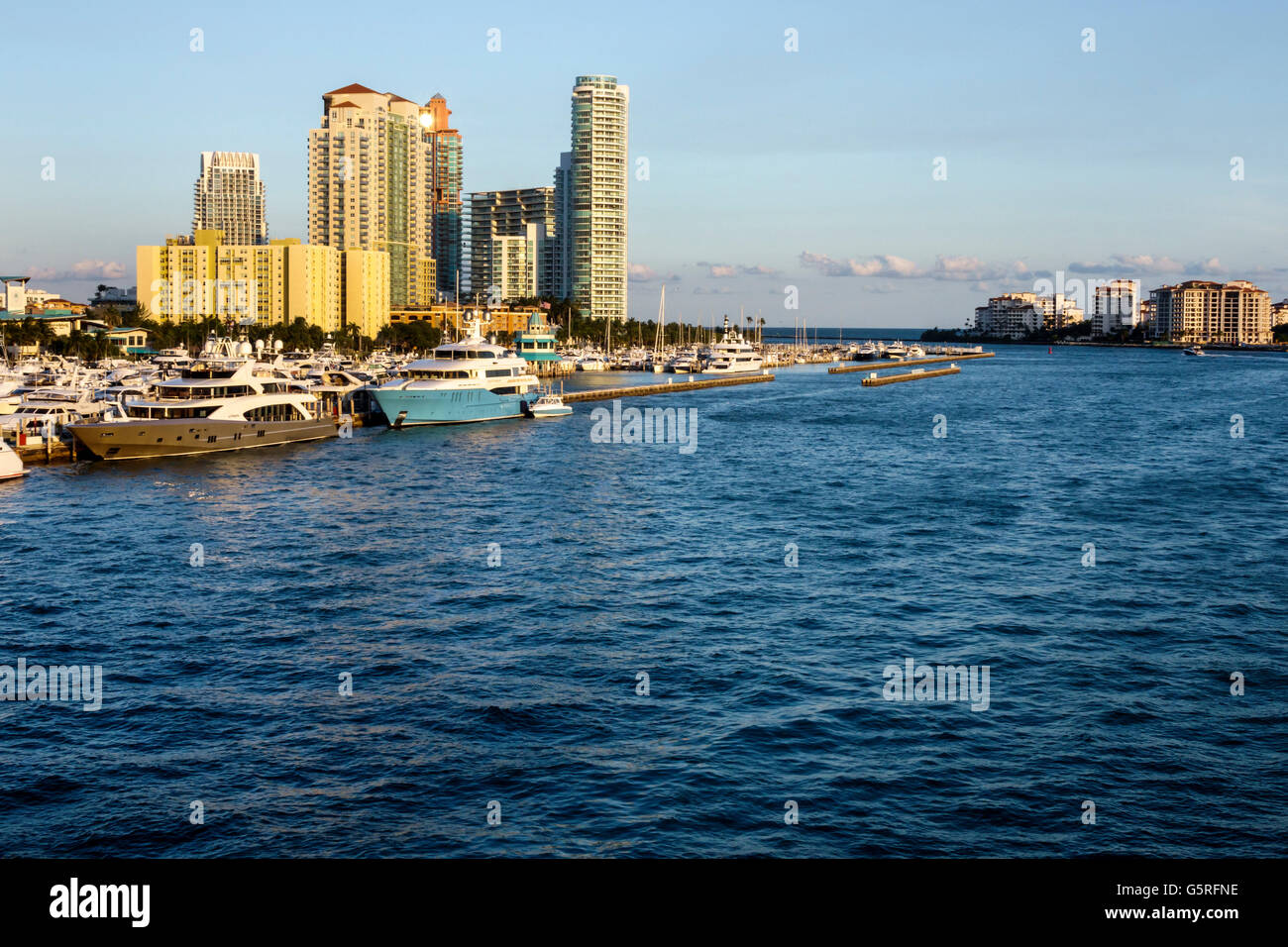 Miami Beach Florida,Biscayne Bay water,South Pointe SoFi,high rise ...