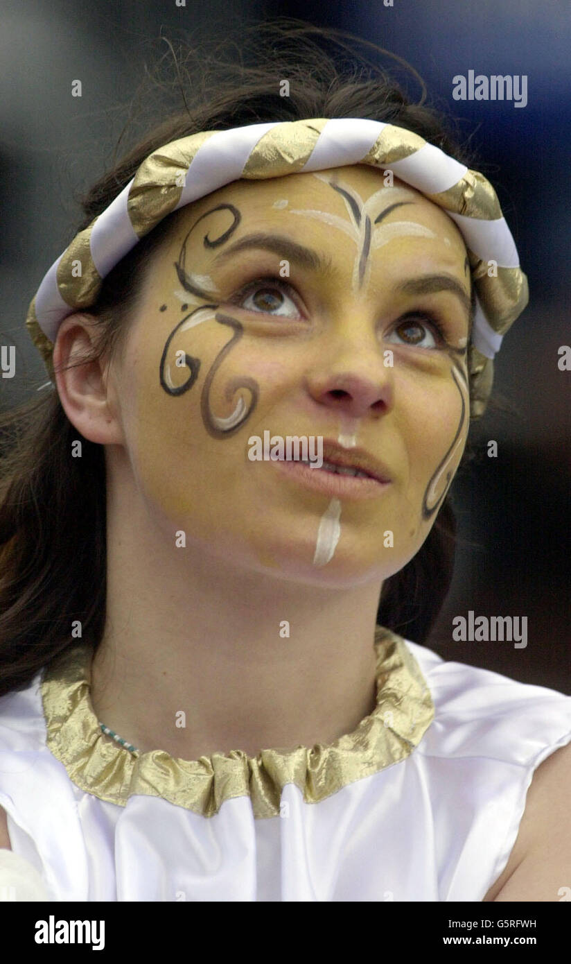 One of the performers in the St. Patrick's Day Festival parade. Wet and ...