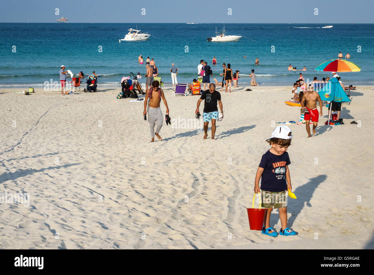 Miami Beach Florida,public,sand,Atlantic Ocean water,male boy boys lad ...