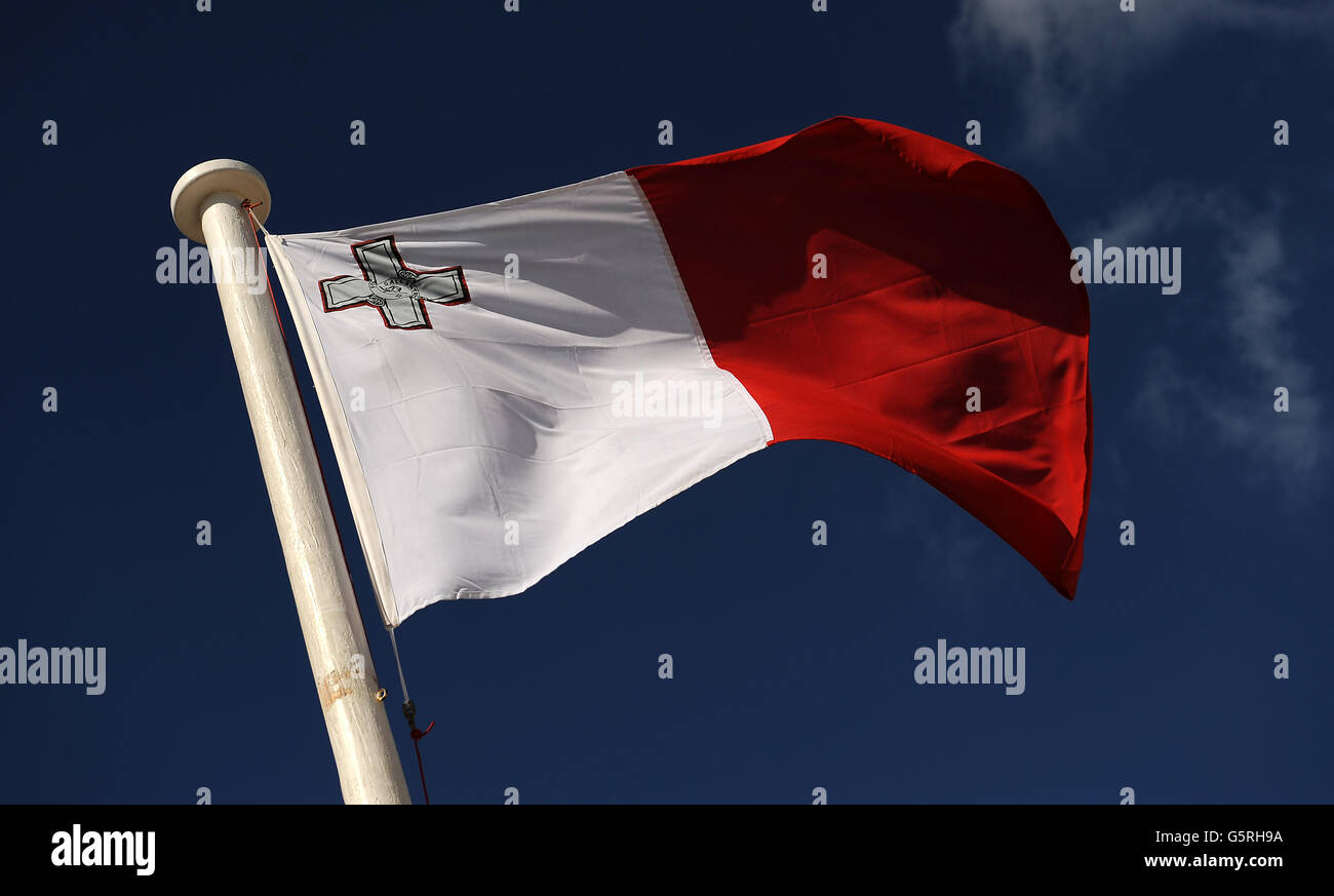 Travel Stock - Valletta - Malta. General view of a Malta flag flying on ...