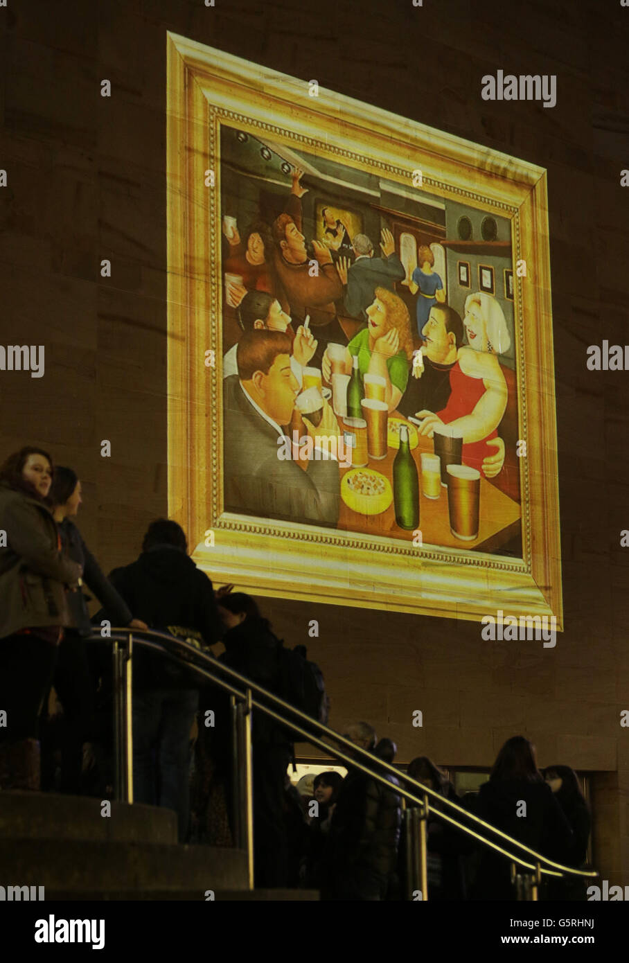 Art projected on famous buildings Stock Photo - Alamy