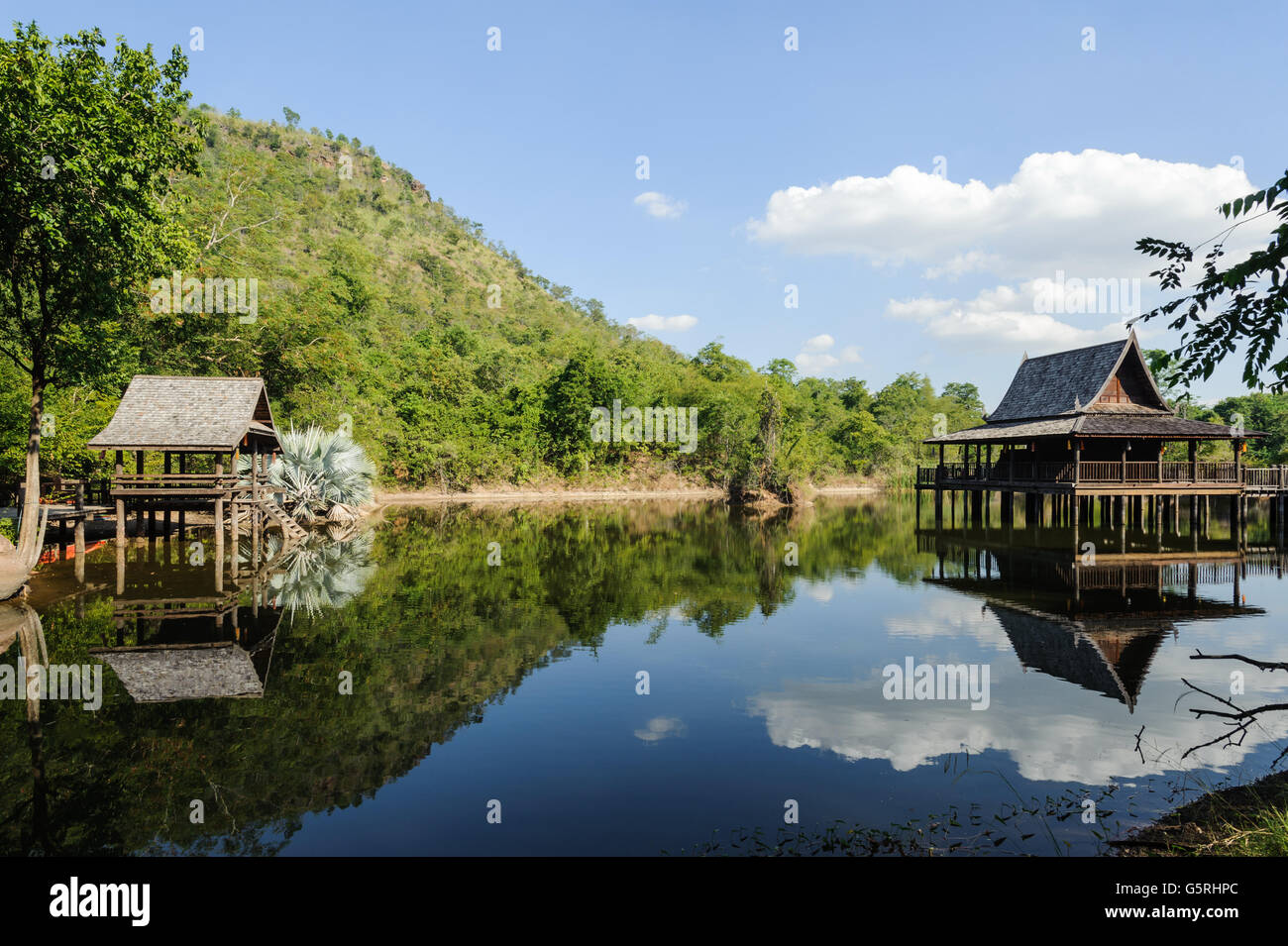 Pavilion reflection of water lake in Thailand Stock Photo - Alamy