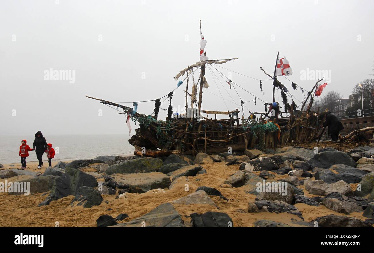 PHOTO. A pirate ship made out of driftwood from the River Mersey by ...