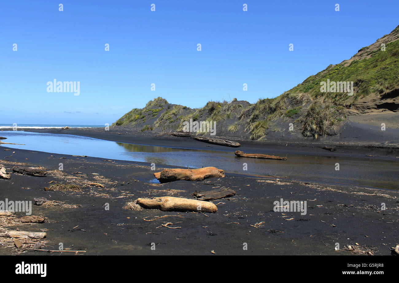 The estuary at Hamilton's Gap, Awhitu Peninsula, Auckland, New Zealand ...