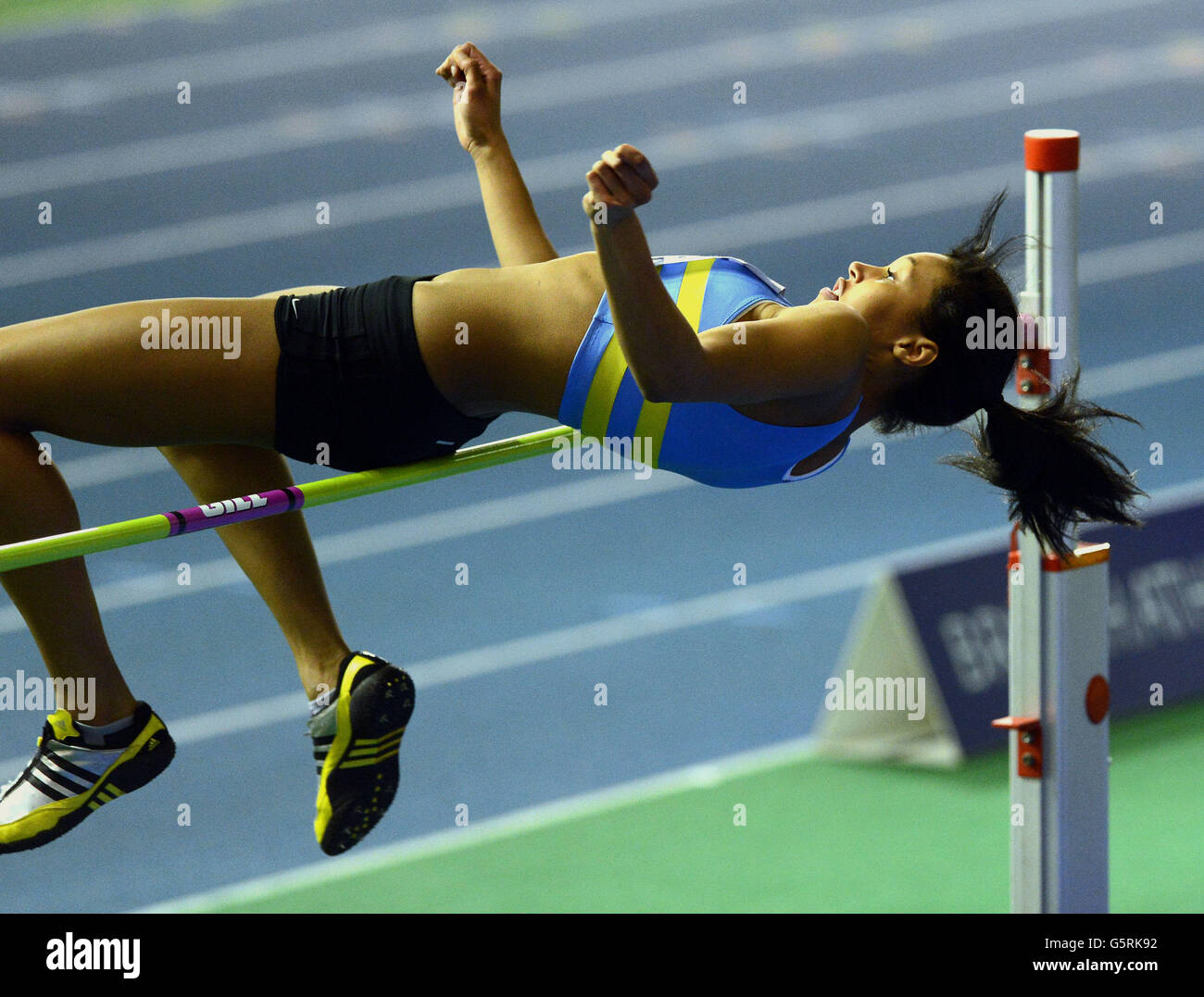 Morgan Lake clears the bar in the Women's High Jump Event during day ...