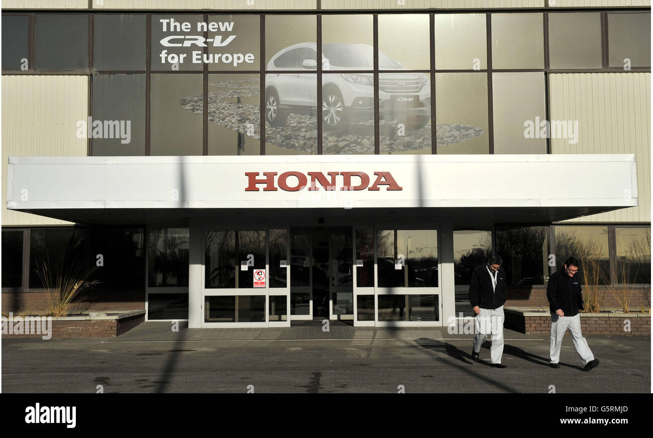 Workers outside the Honda assembly plant in Swindon, where the car ...