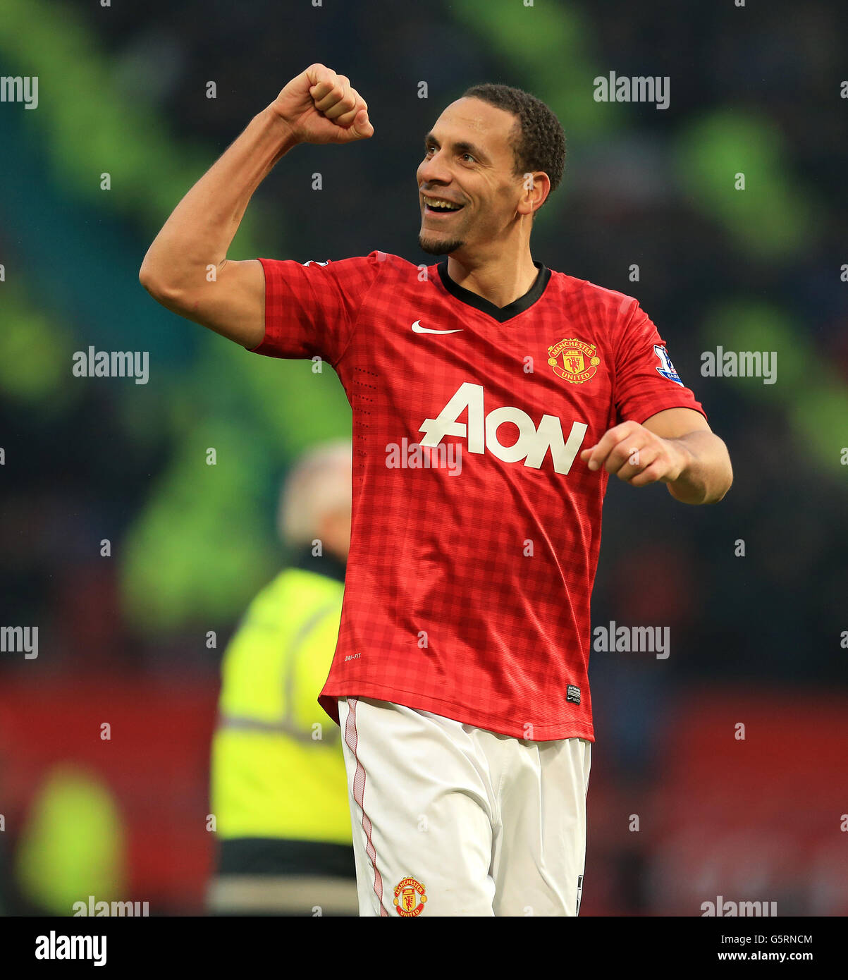 Manchester uniteds rio ferdinand celebrates at the final whistle hi-res ...