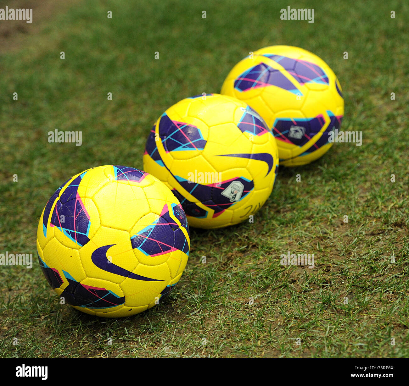Nike branded footballs on the pitch hi-res stock photography and images ...