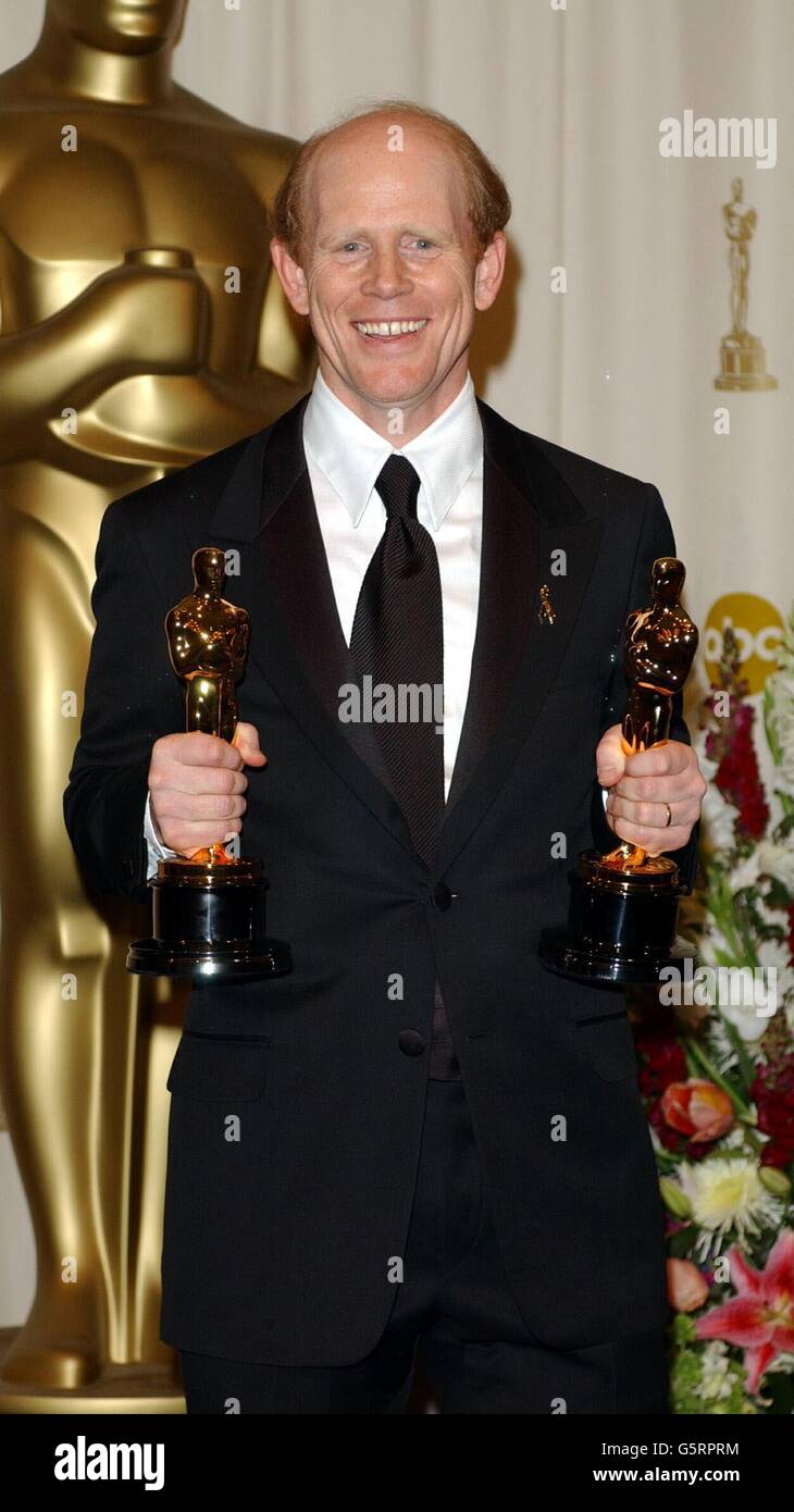 Ron Howard with his Best Film and Best Director awards at the 74th ...