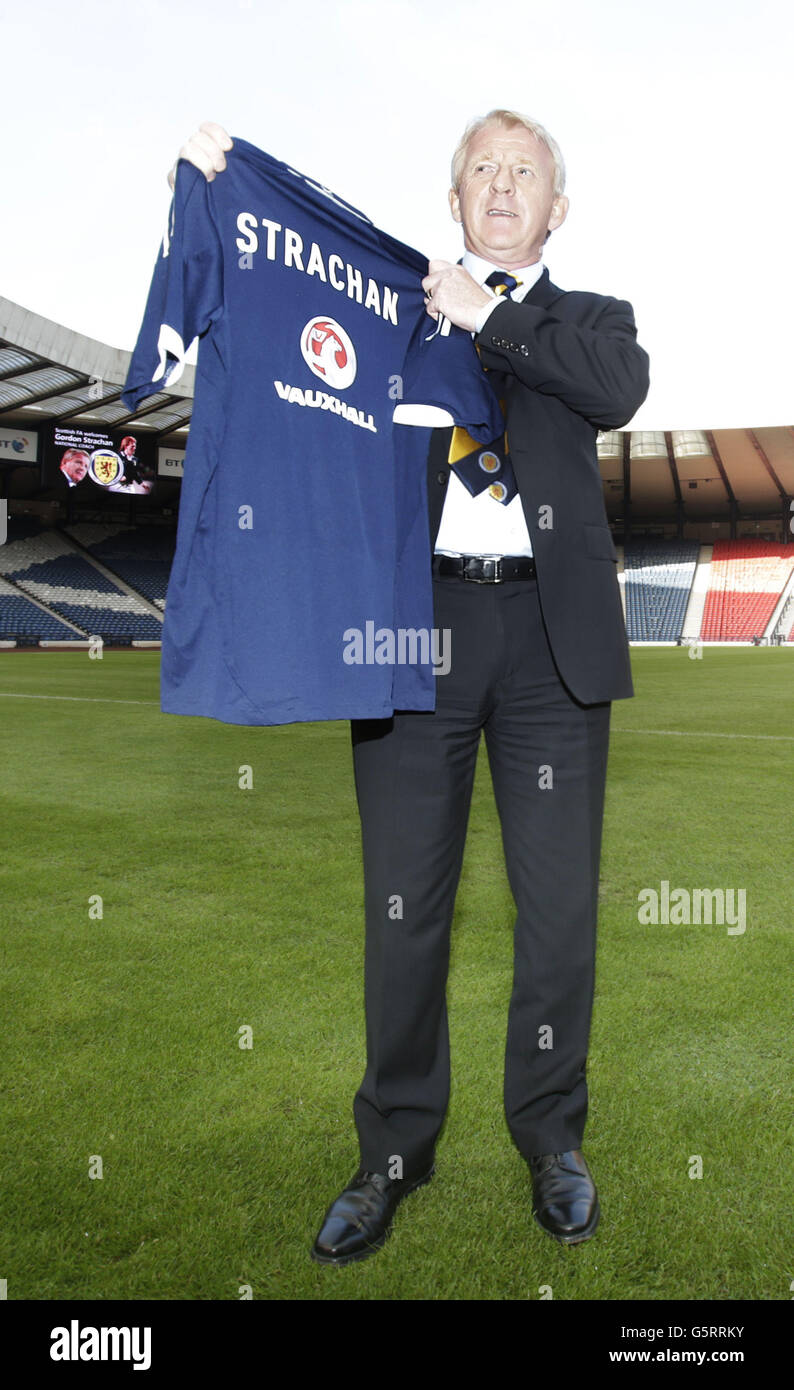Gordon Strachan is unveiled as the new Scotland Manager during a press ...