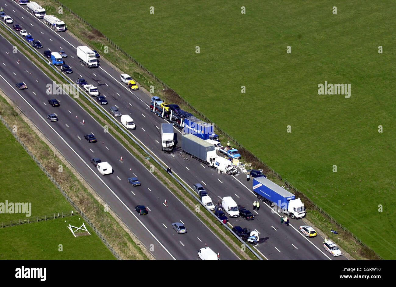 Motorways accidents transport aerial view lorries cars photo hi-res ...