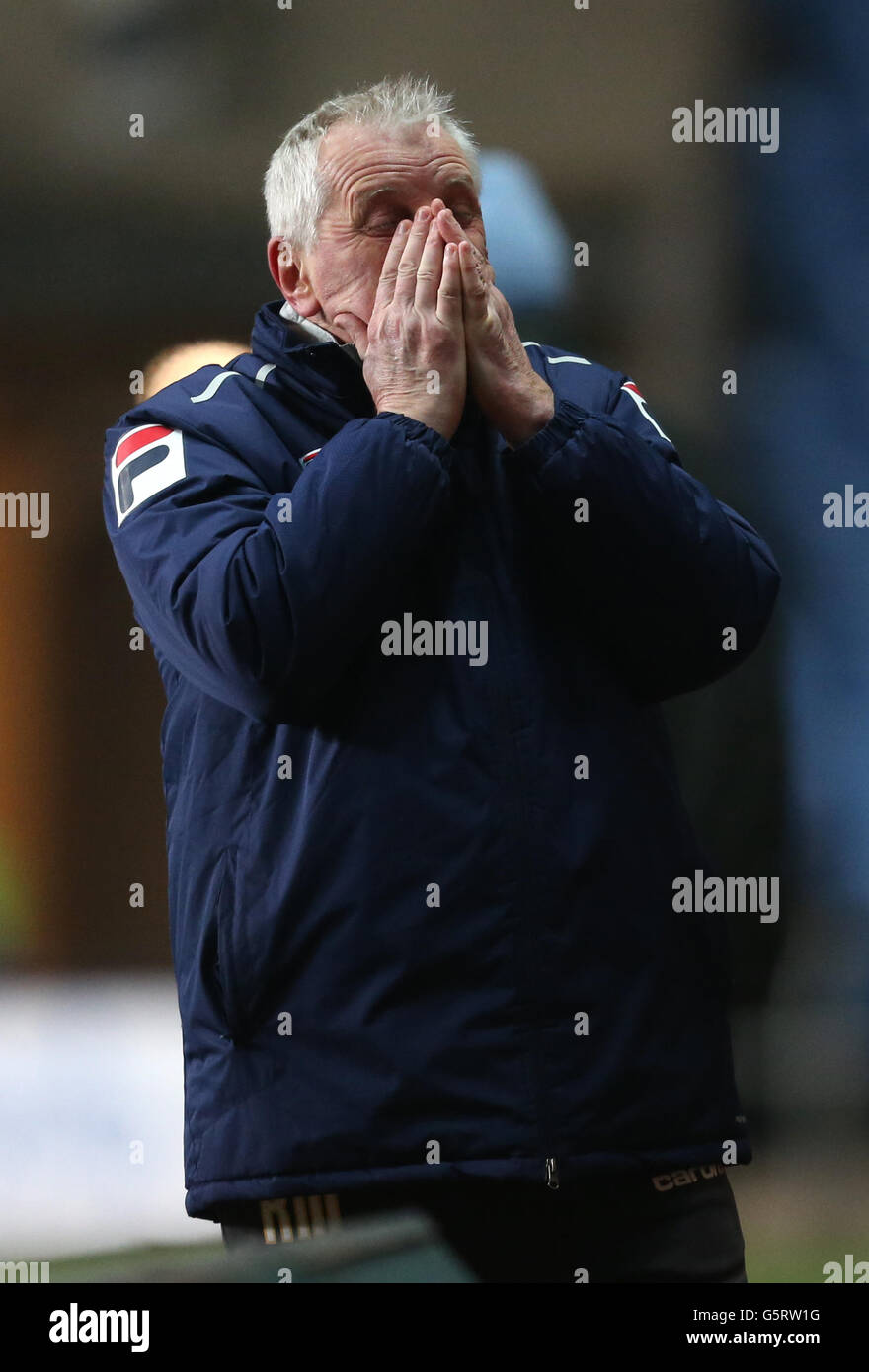 Tranmere Rovers' manager Ronnie Moore rues a missed chance Stock Photo ...