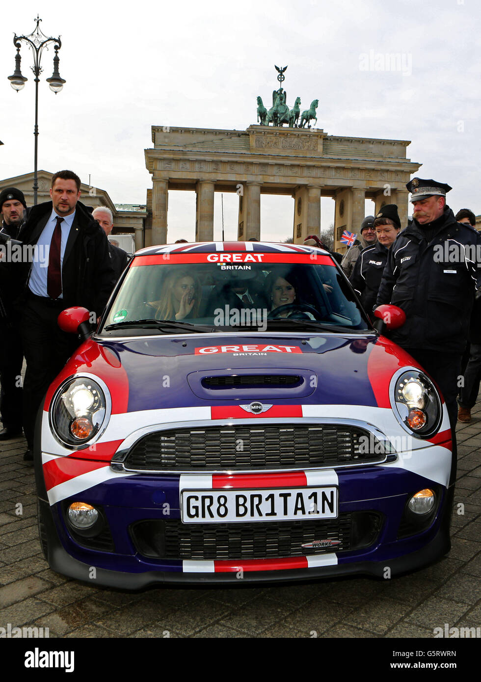 Princess Eugenie drives a Mini as she attends the launch with her ...