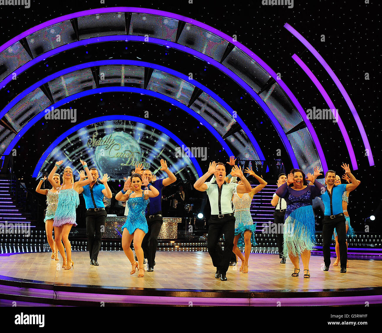 (Left to right) Denise Van Outen, Dani Harmer, James Jordan, Lisa Riley ...