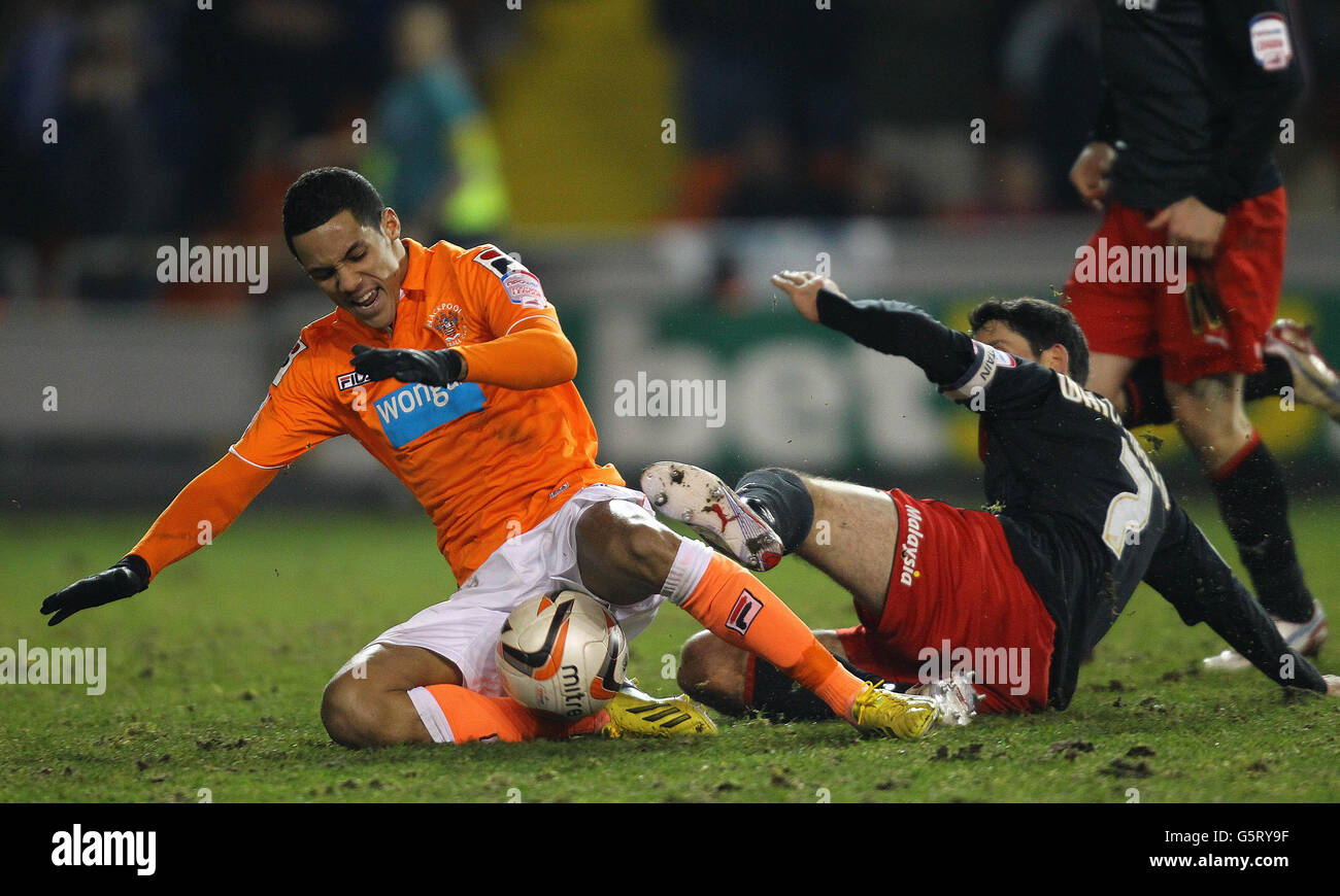 Blackpool's Tom Ince and Cardiff City's Peter Whittingham during the ...