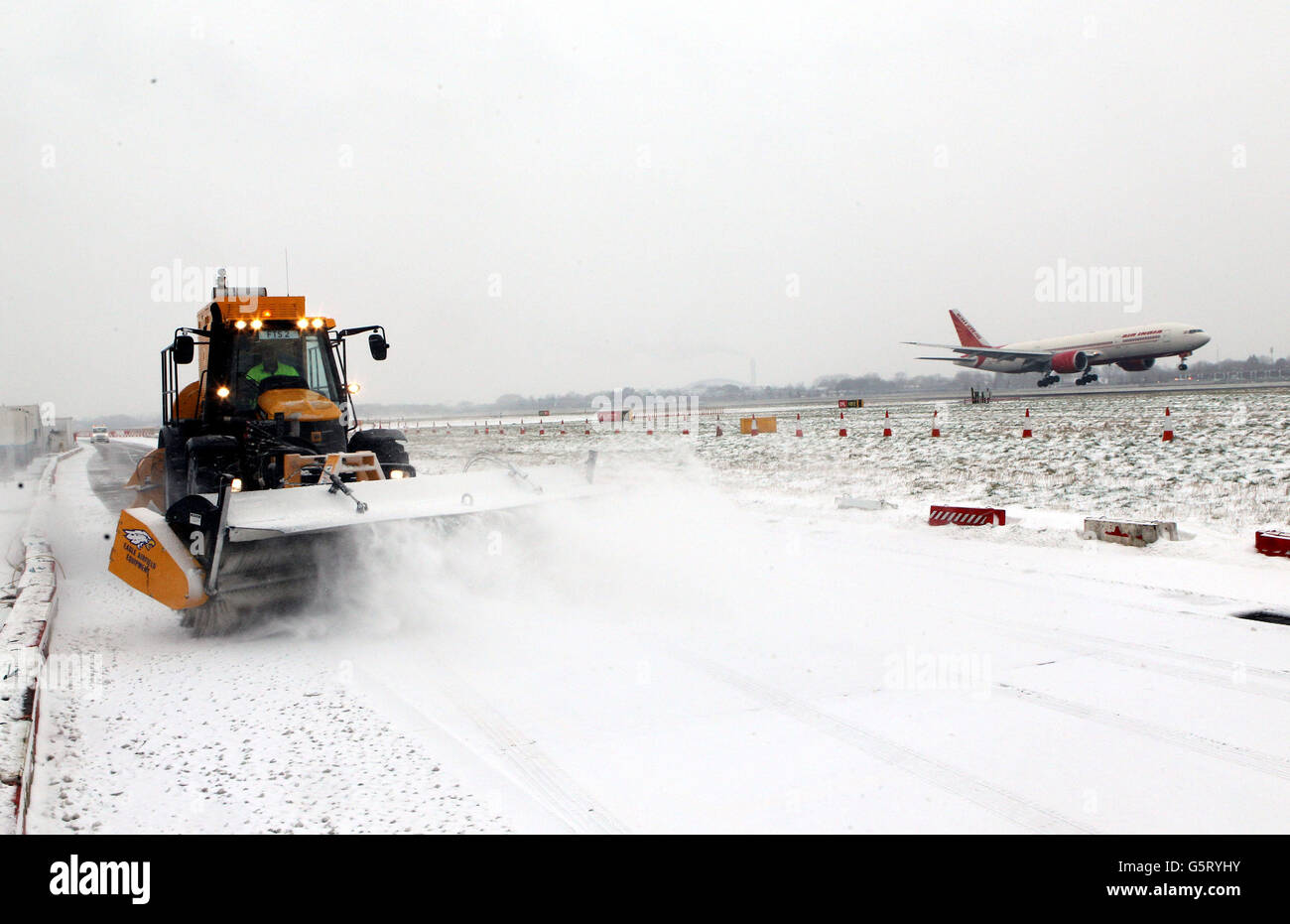 Snow clearing equipment used heathrow airport clear road taxiways hi ...