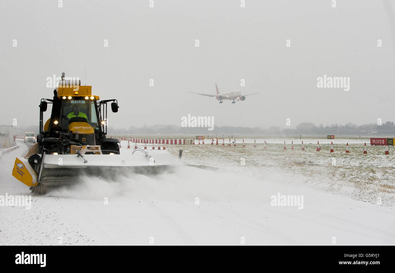 Snow clearing equipment used heathrow airport clear road taxiways hi ...