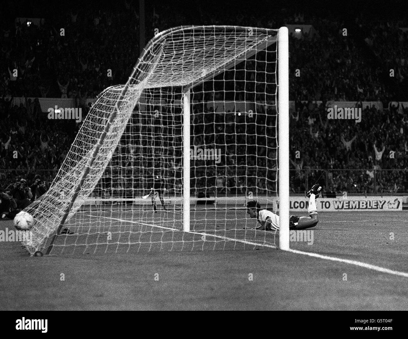 Gary Lineker seen after scoring England's goal in a 1-1 draw with ...
