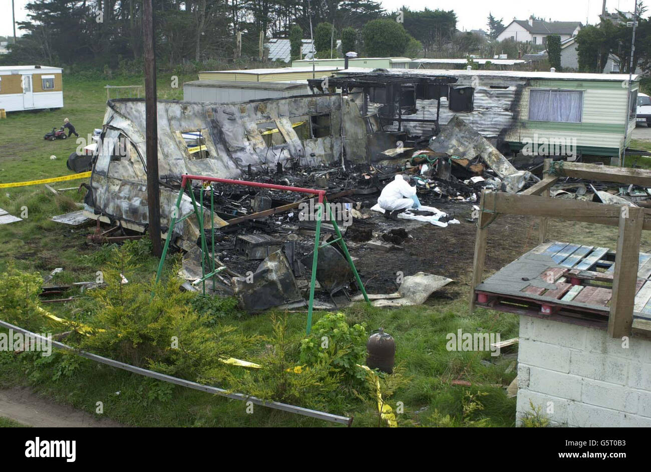 Caravan Fire in Portrane Stock Photo - Alamy