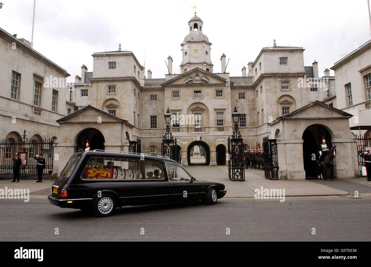 The hearse carrying the coffin of Queen Elizabeth the Queen Motheris ...