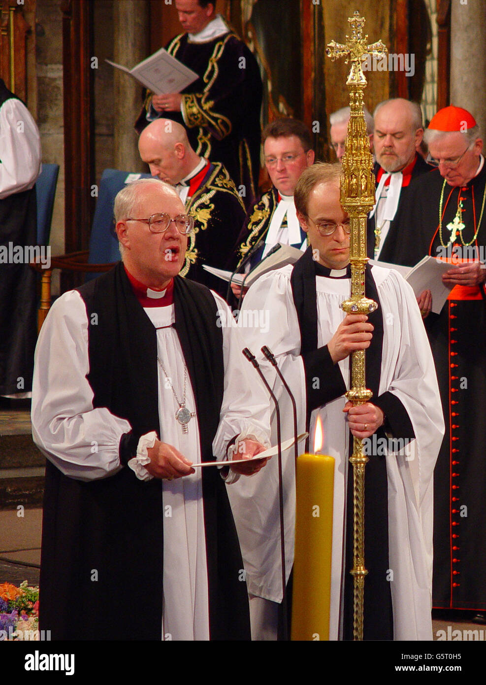 Dr George Carey, Archbishop of Canterbury, (left) at the funeral of the ...