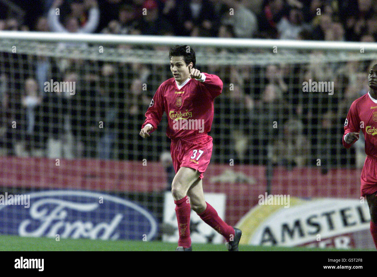 Liverpools jari litmanen celebrates hi-res stock photography and images ...