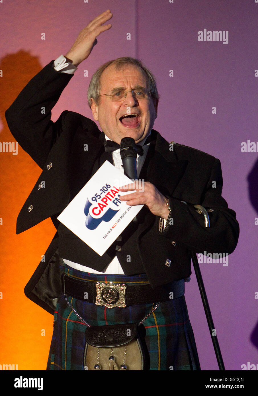 Sylvester McCoy on stage at Help a Capital Child Burns night at the ...