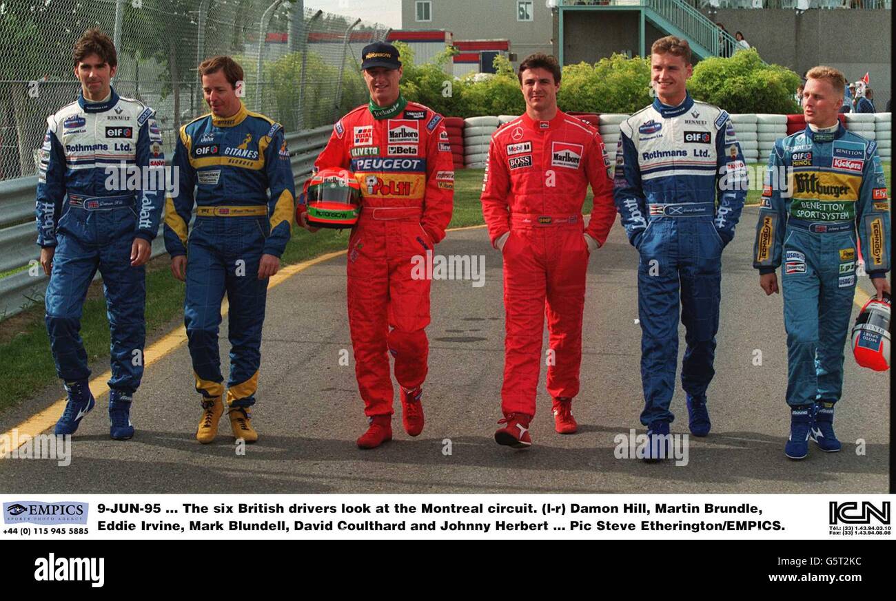 9-JUN-95, The six British drivers look at the Montreal circuit. (l-r ...