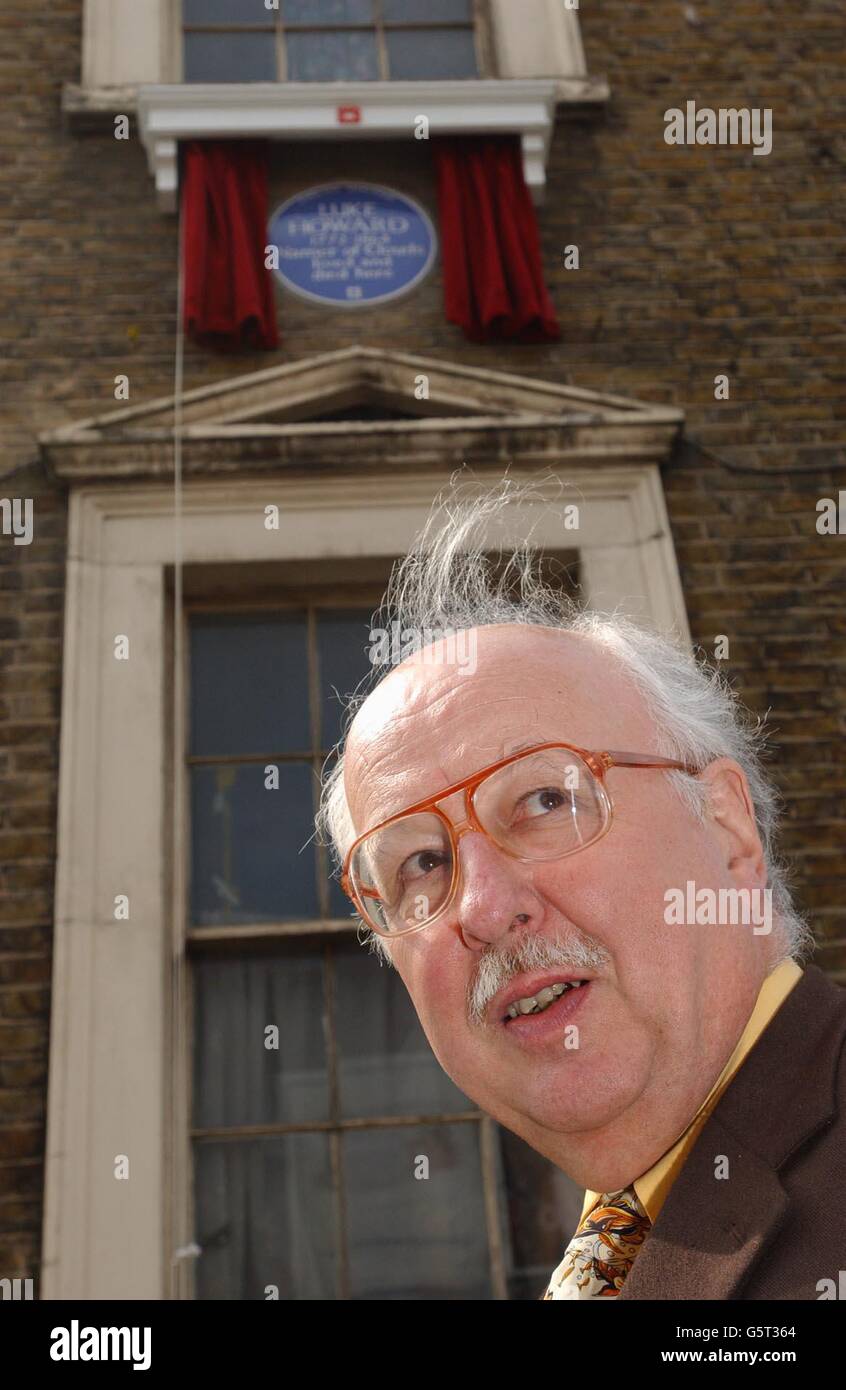 TV weatherman Michael Fish unveils an English Heritage Blue Plaque, in ...
