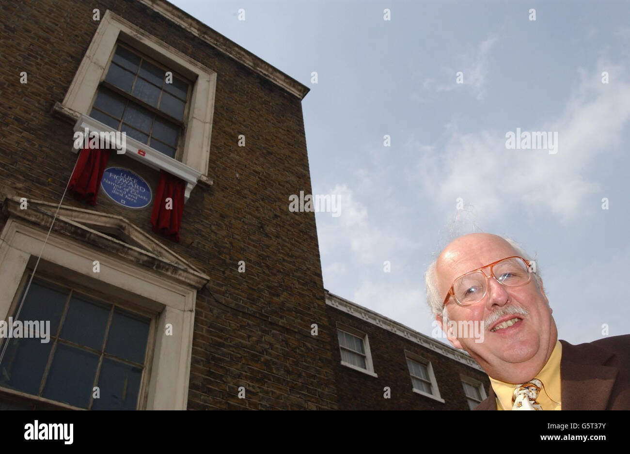 TV weatherman Michael Fish unveils an English Heritage Blue Plaque, in ...