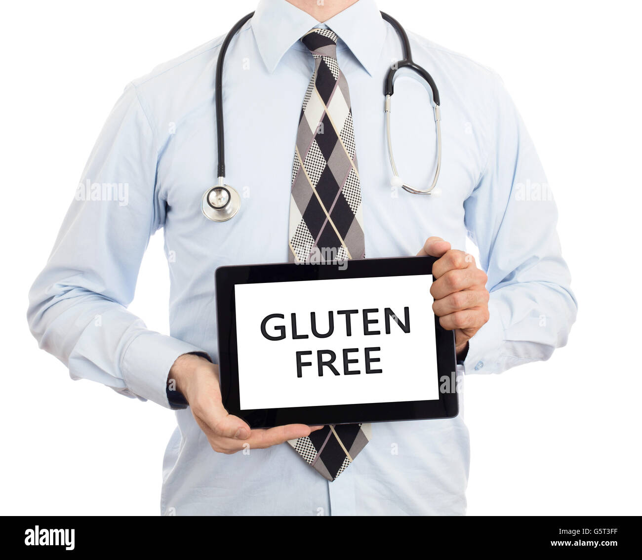 Doctor, isolated on white backgroun, holding digital tablet - Gluten ...