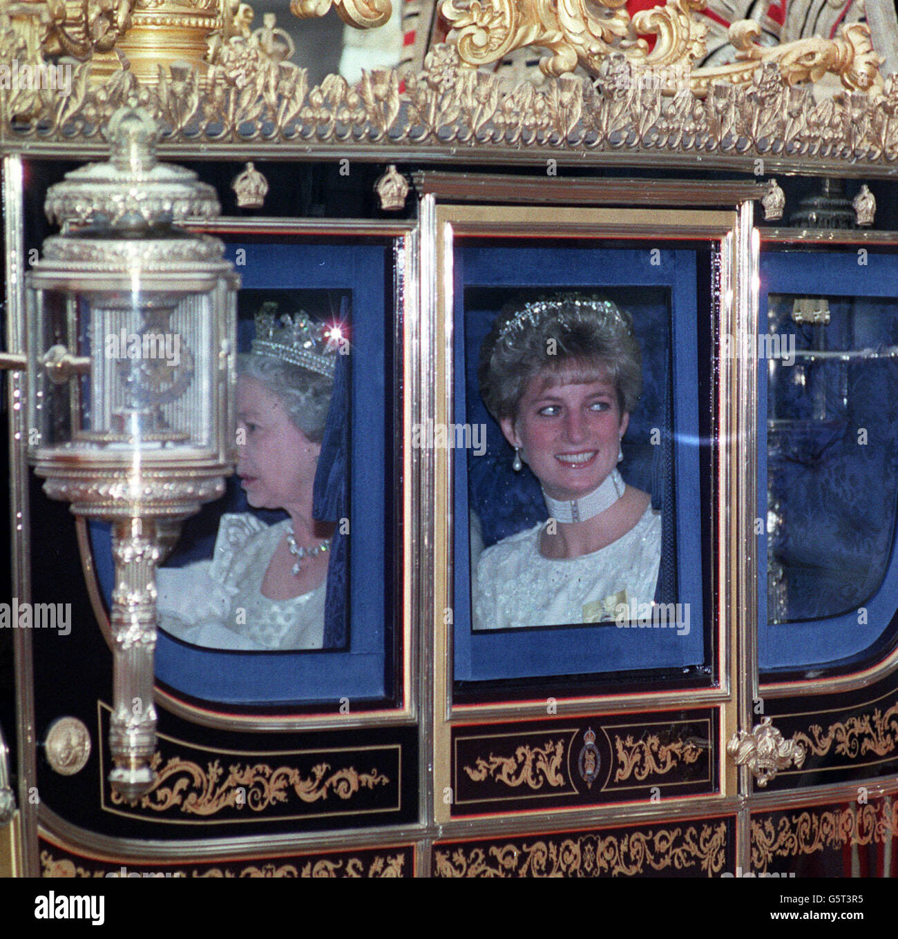 The Princess of Wales joins the Queen on their way to the State Opening ...