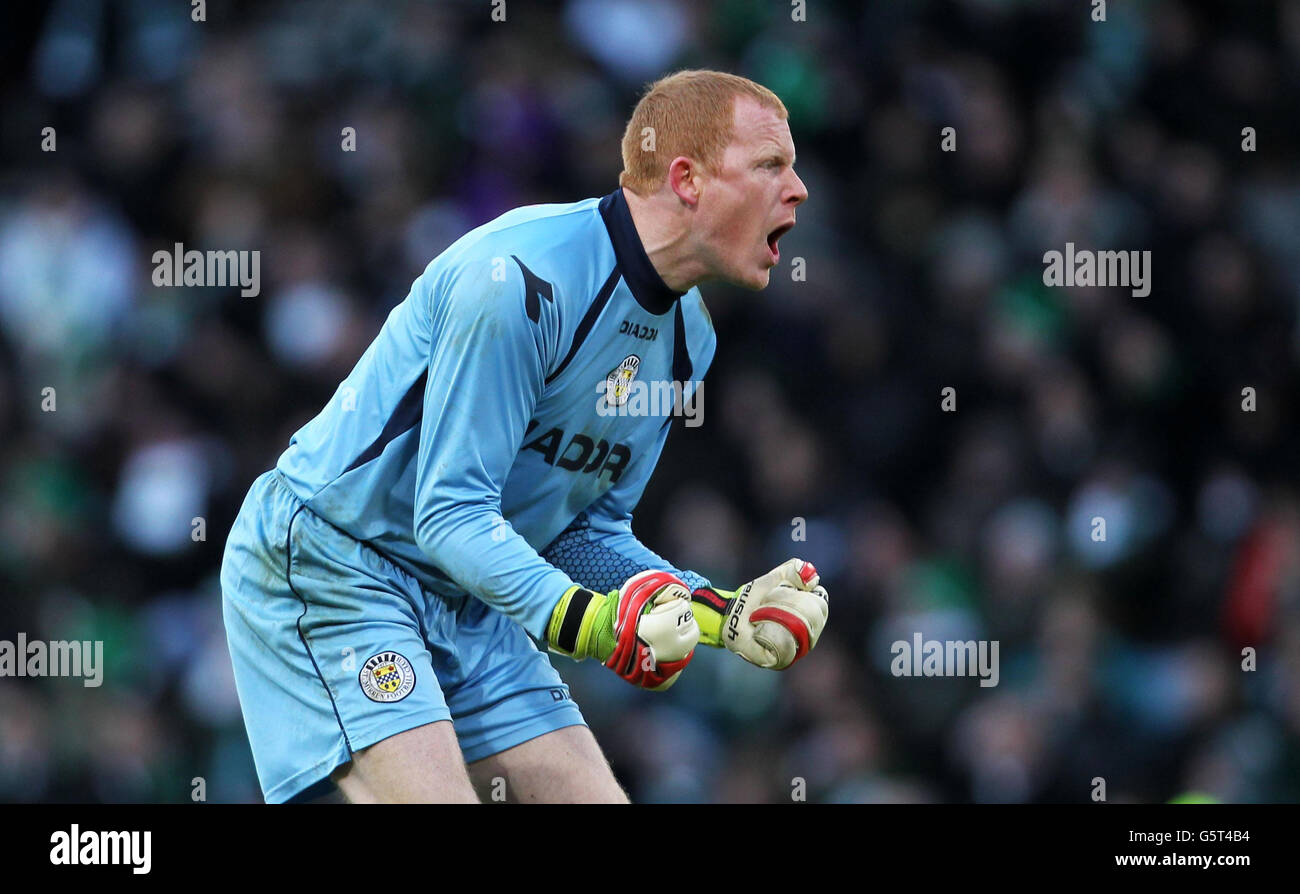 St Mirren's goalkeeper Craig Samson celebrates saving a penalty during ...