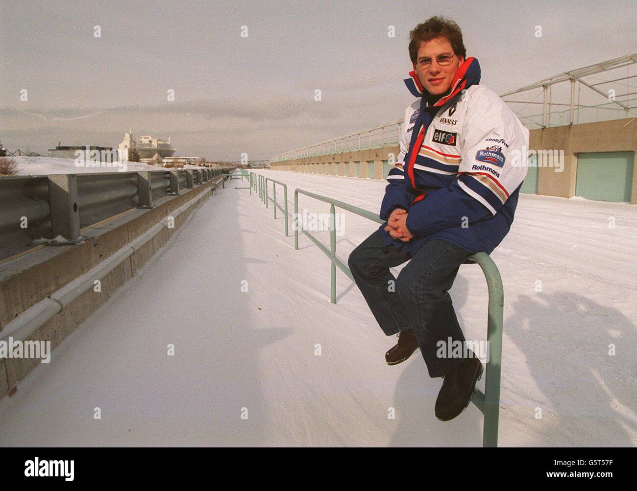 Jacques Villeneuve at the snow covered Formula One circuit in Montreal ...