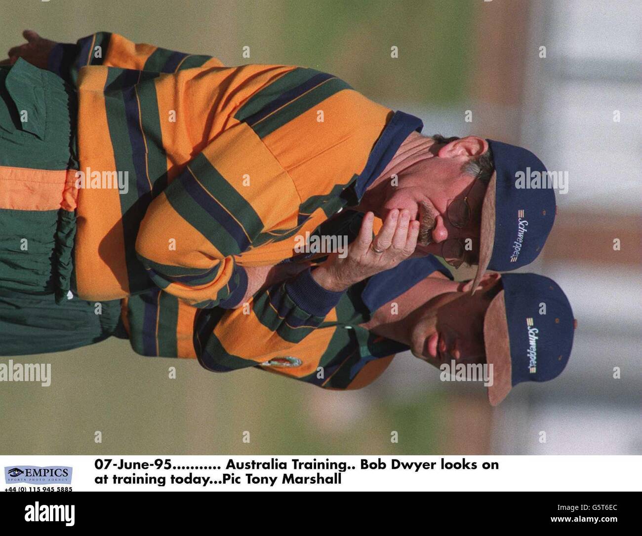 Rugby Union World Cup 1995 -Australia training. Bob Dwyer looks on at ...