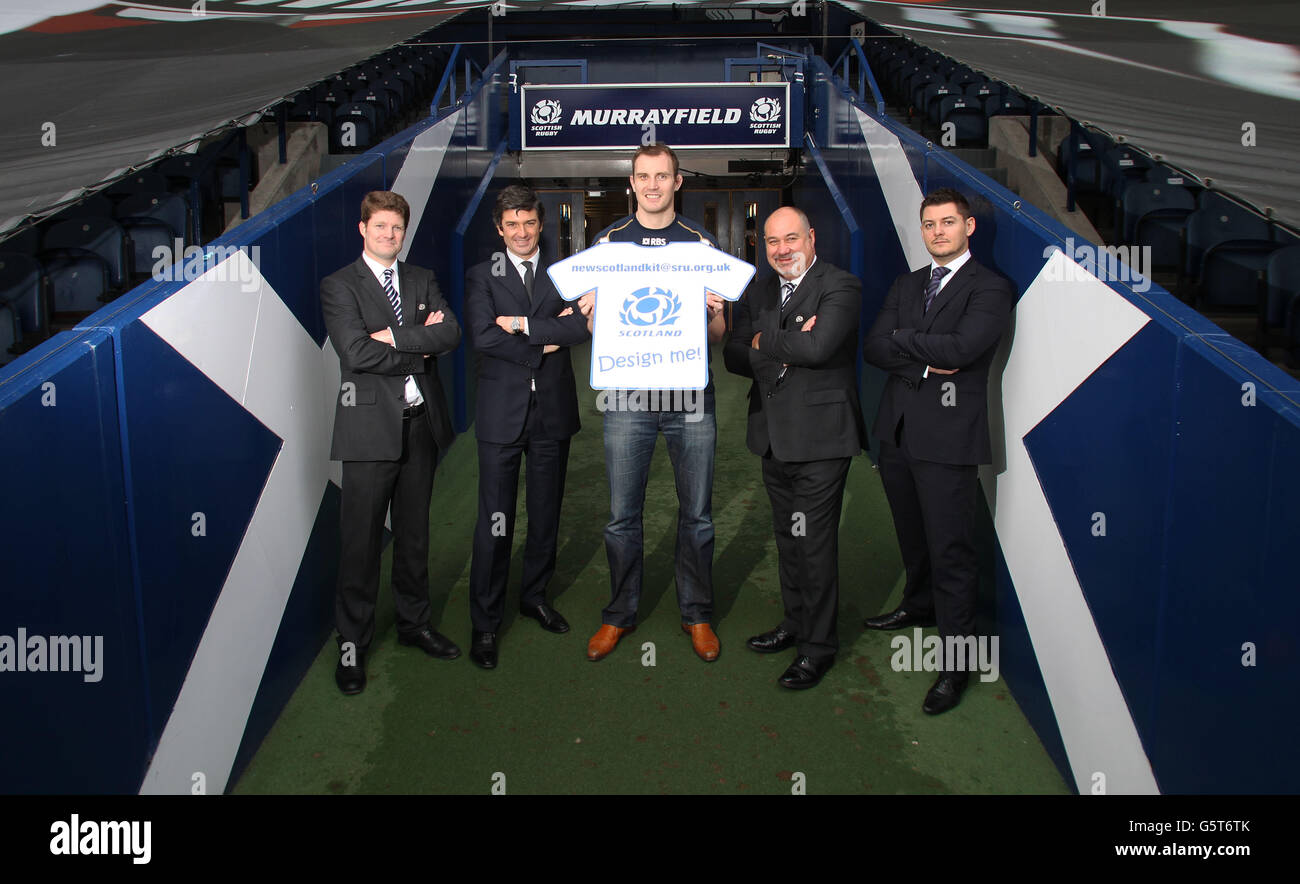 Scottish Rugby's Mark Dodson, Alistair Kellock, Macron CEO, Gianluca ...