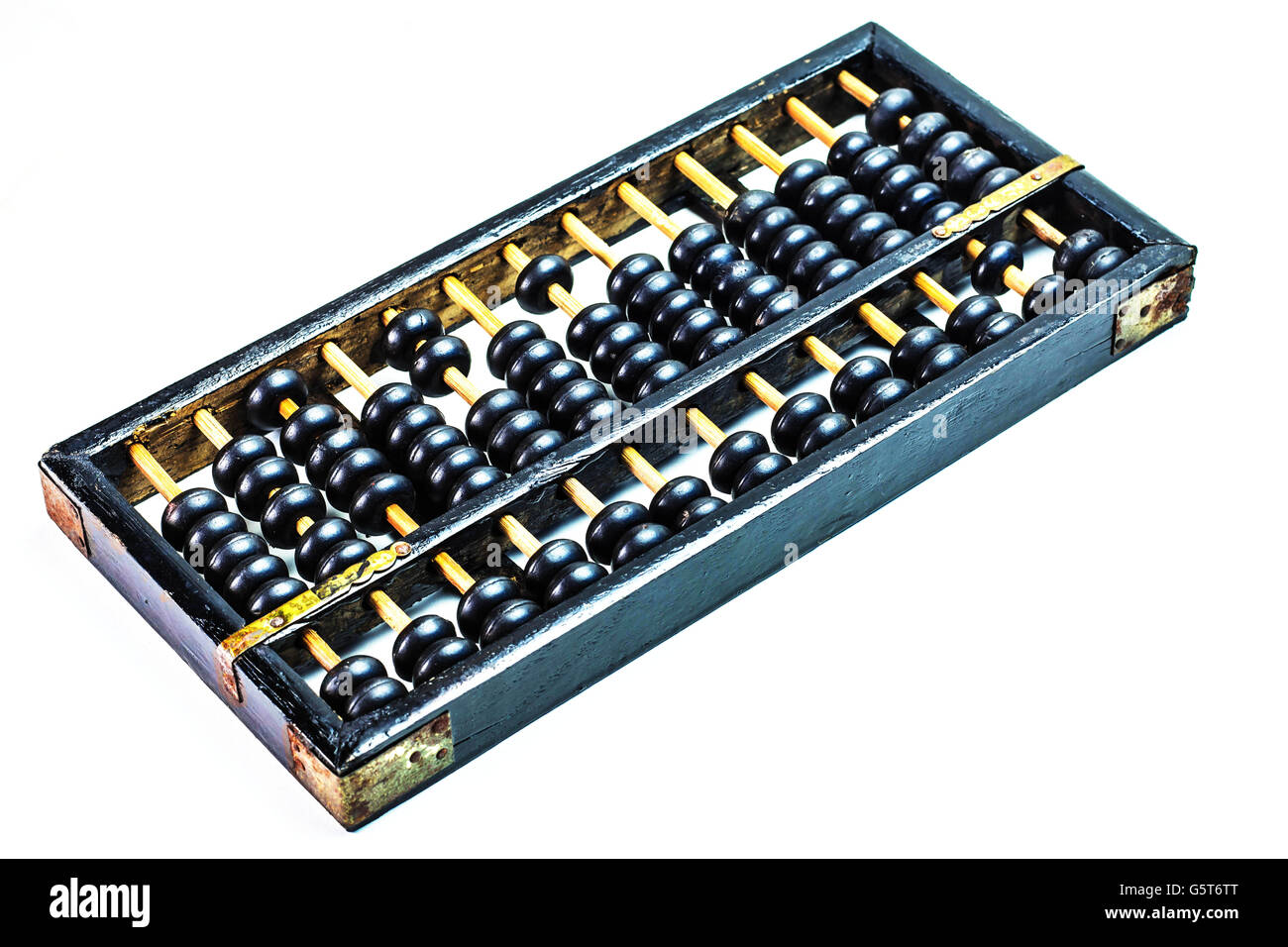 Old abacus for a calculator on a white background Stock Photo - Alamy