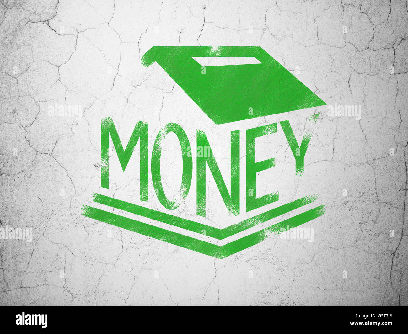 Money concept: Money Box on wall background Stock Photo - Alamy