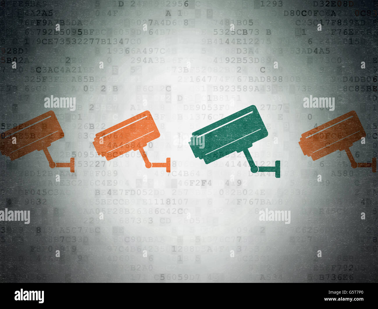 Safety concept: cctv camera icon on Digital Data Paper background Stock ...