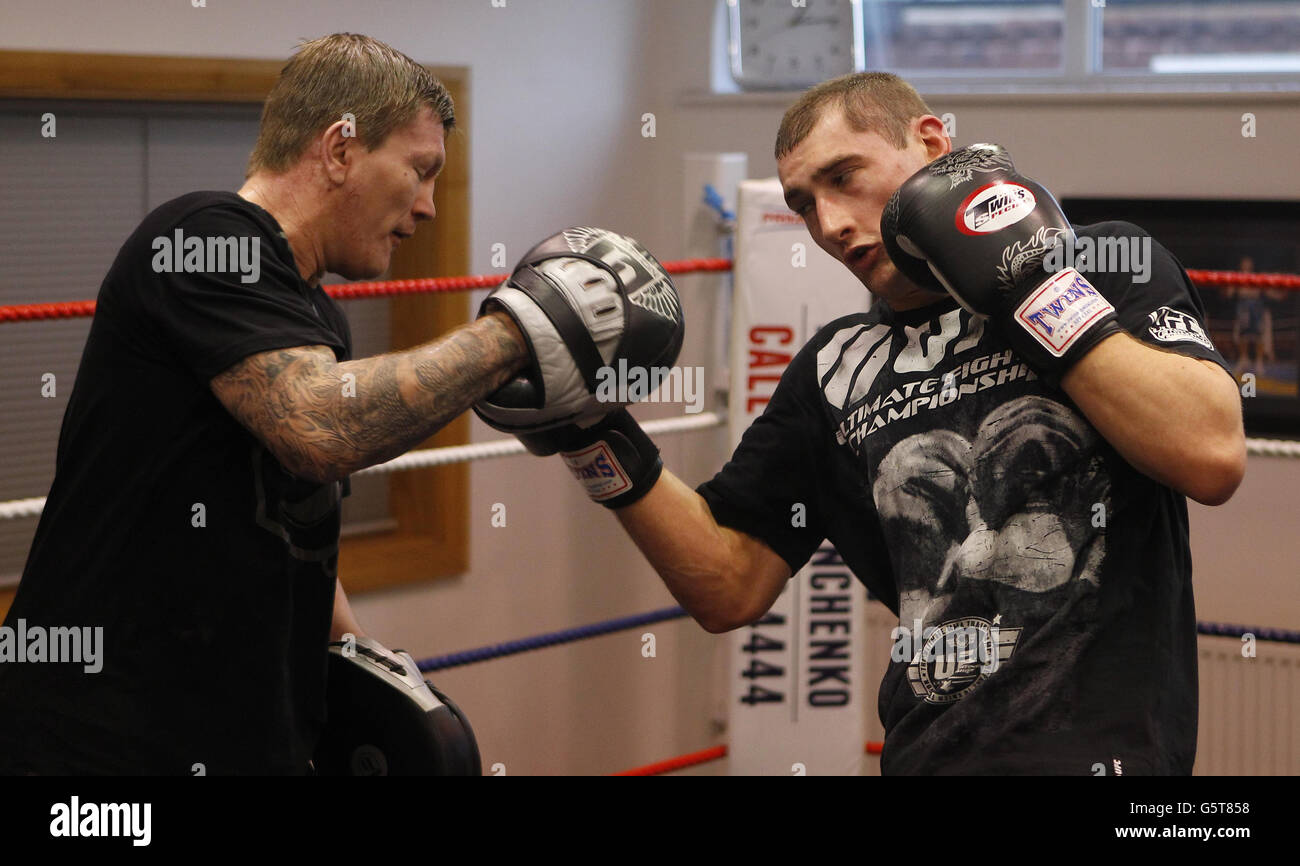 Former boxer Ricky Hatton (left) and British UFC fighter Paul Sass ...