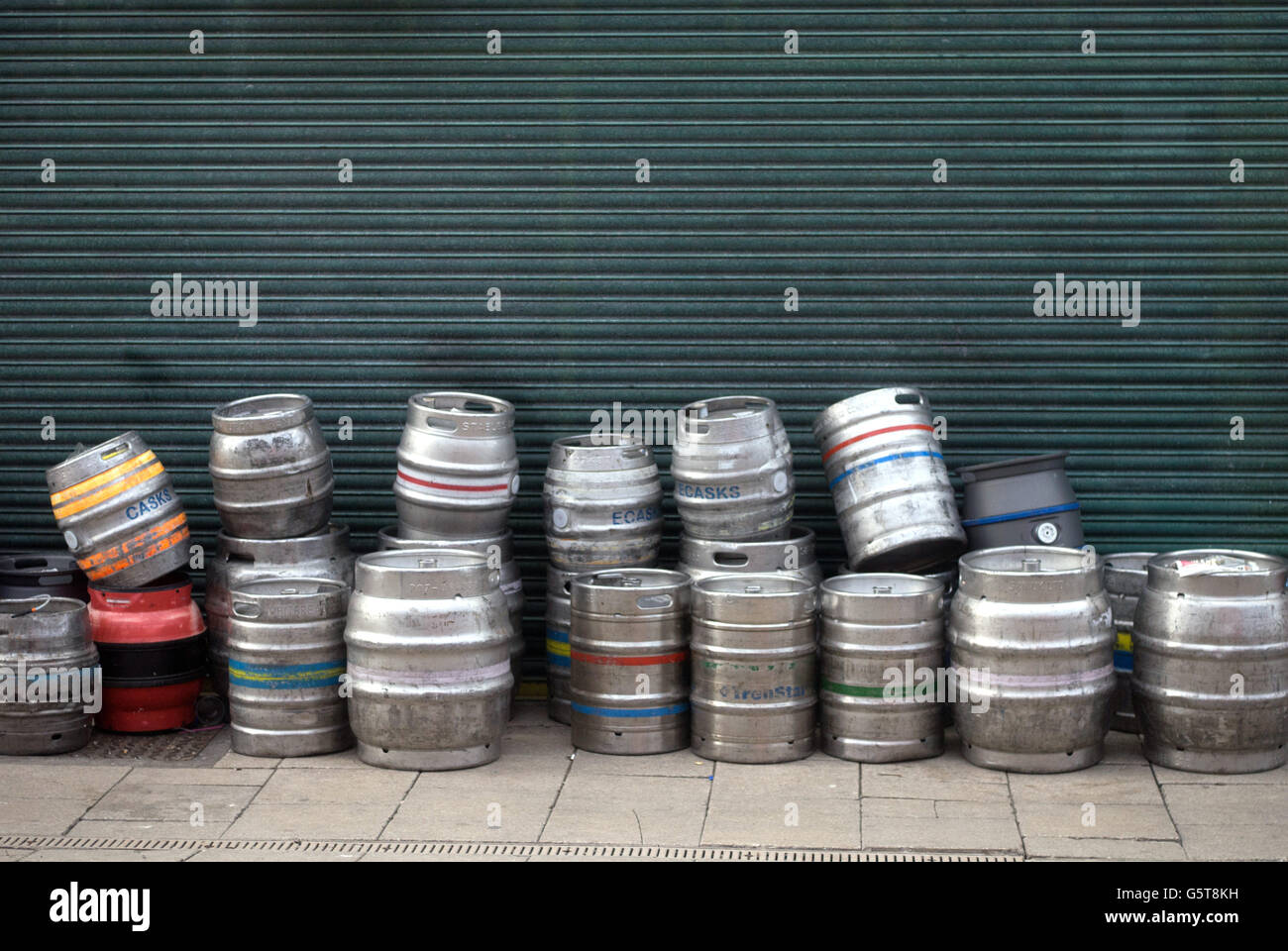 Metal beer barrels / casks Stock Photo - Alamy
