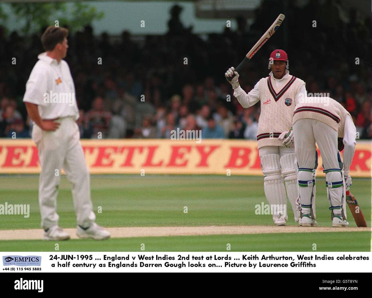 24-JUN-1995. England v West Indies 2nd test at Lords. Keith Arthurton ...