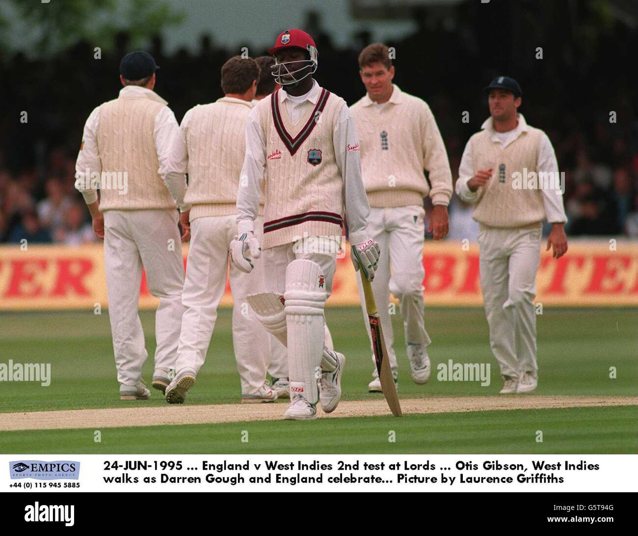 24-JUN-1995 ... England v West Indies 2nd test at Lords ... Otis Gibson ...