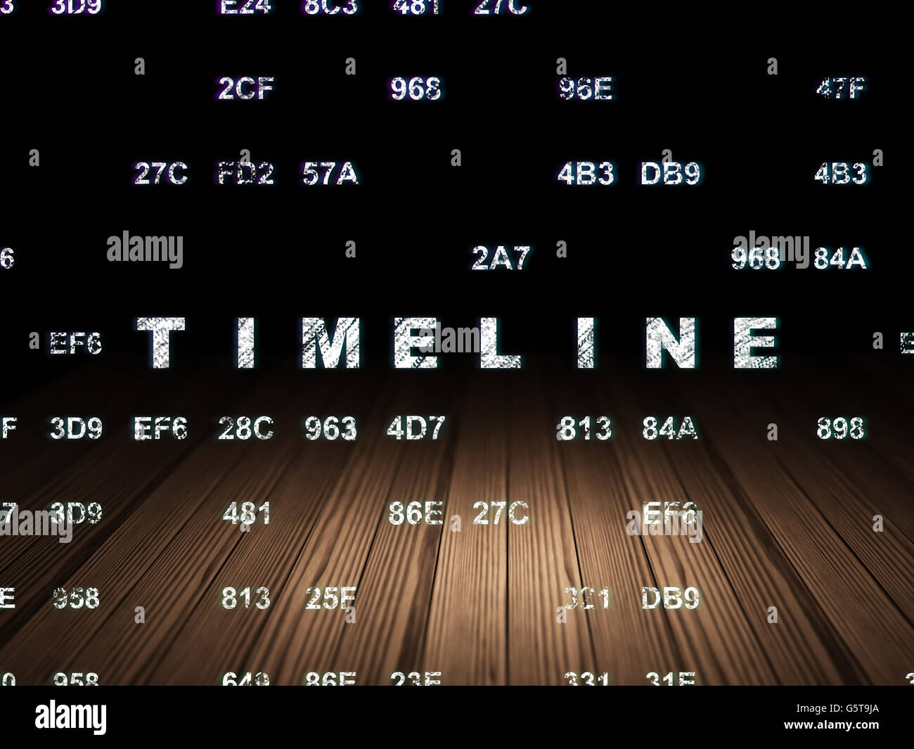 Time concept: Timeline in grunge dark room Stock Photo - Alamy
