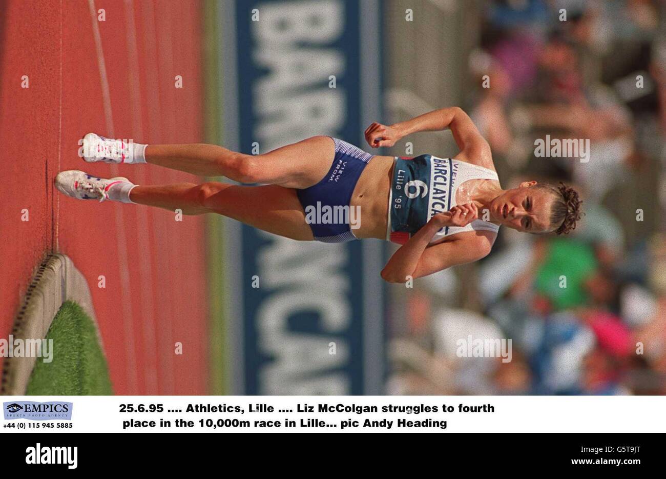 25.6.95. Athletics, Lille. Liz McColgan struggles to fourth place in ...